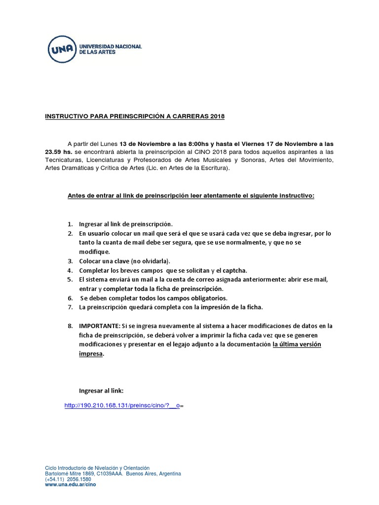 2017 Re Cino Instructivo Preinscr 2018 PDF | PDF | Negocios | Informática