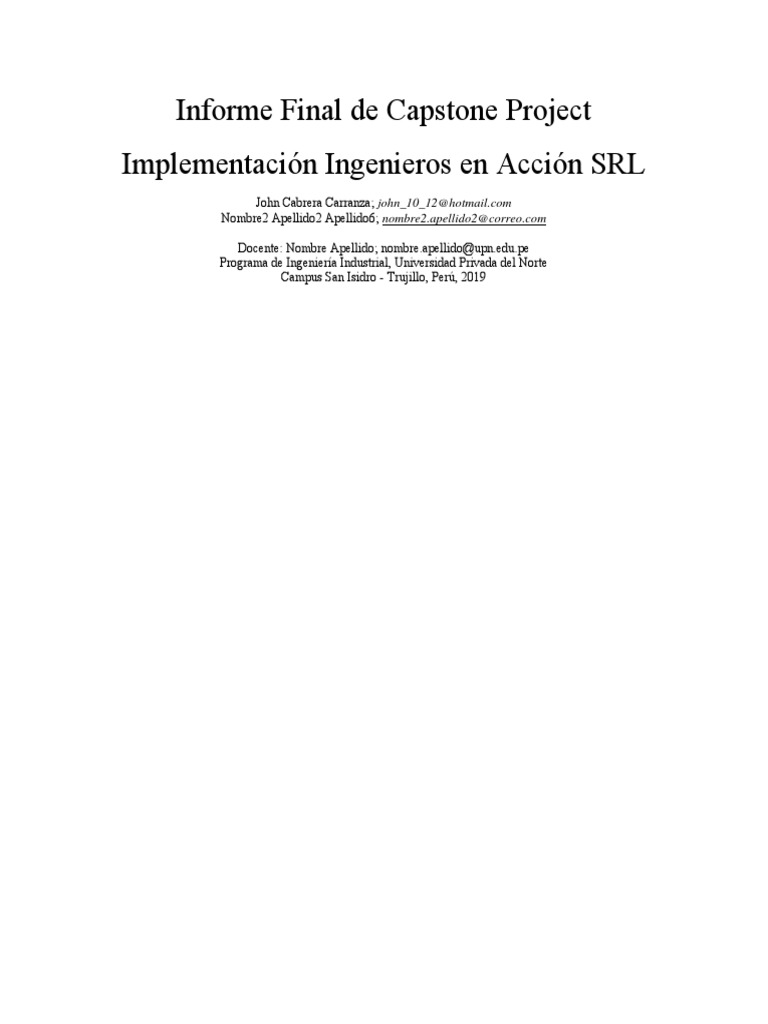 Informe Final de Capstone Project | PDF | Ingeniería | Calidad (comercial)