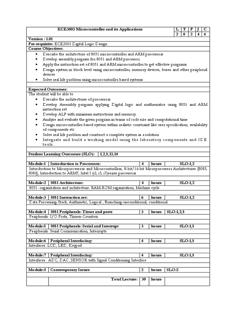 ECE3003 Microcontroller-And-its-Applications ETH 1.01 AC40 | PDF ...