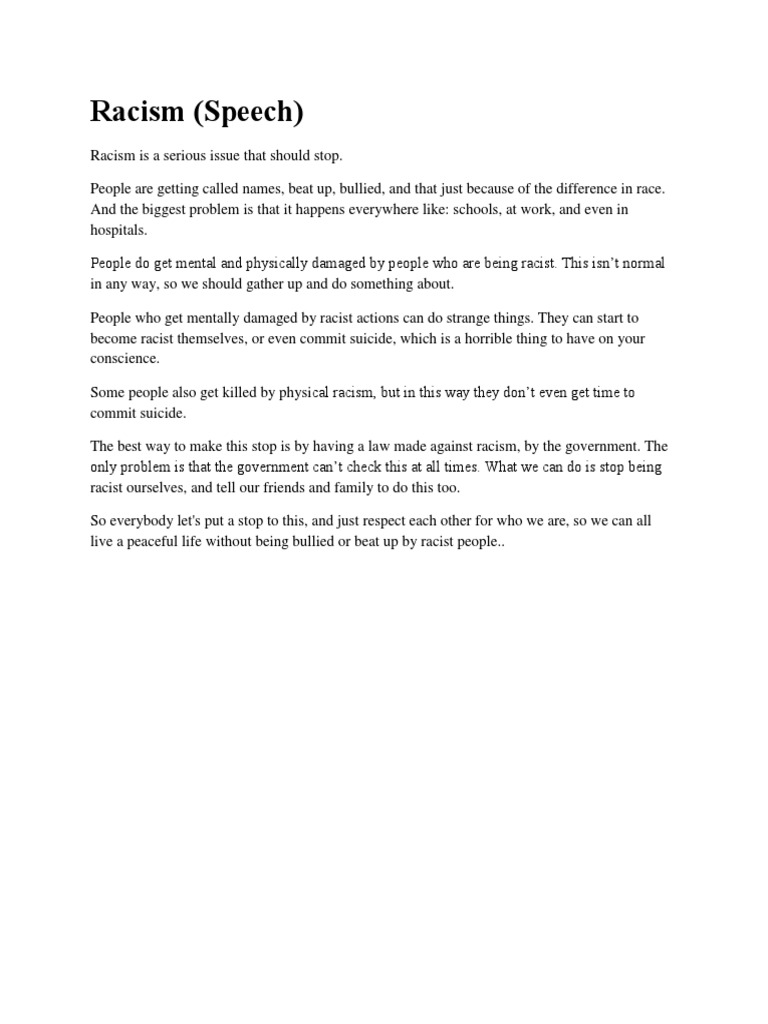 Stop Racism: Promote Equality Now | PDF