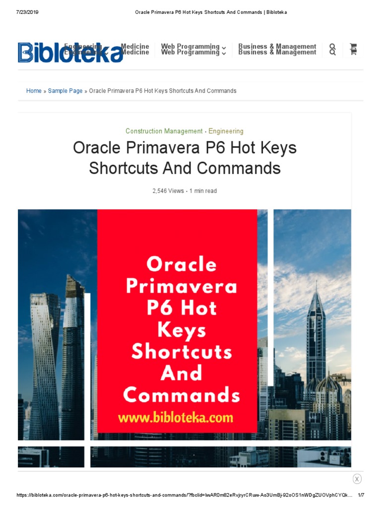 Oracle Primavera P6 Hot Keys Shortcuts and Commands - Bibloteka | PDF | Keyboard Shortcut | Html