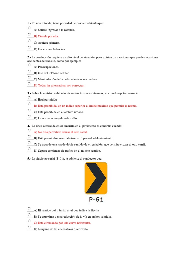 EXamen Manejo | PDF | Licencia de conducir | Neumático