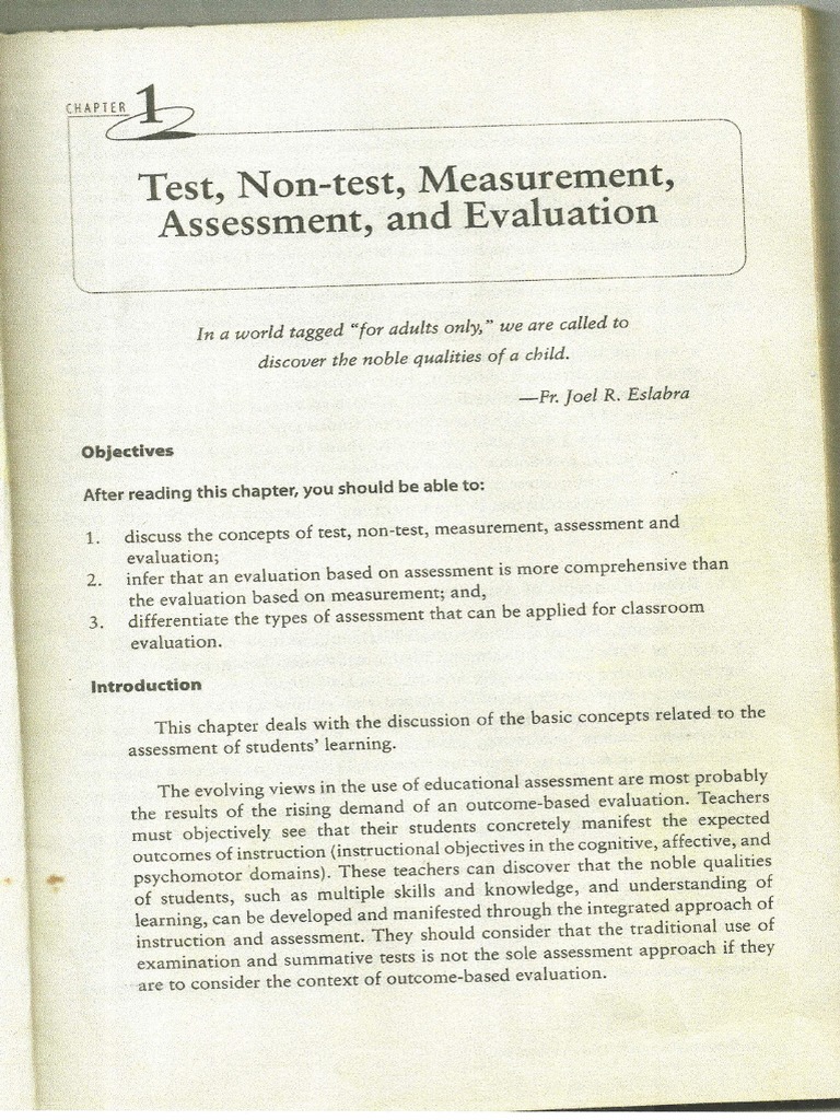Test, Non Test, Measurement, Assessment, AndEvaluation Part1of2 | PDF