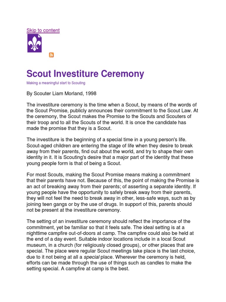 Investiture | PDF | Scouting | Youth Movements