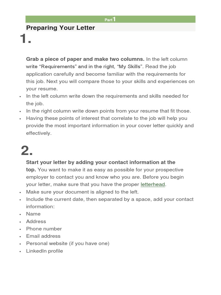 Preparing Your Letter: Grab A Piece of Paper and Make Two Columns | PDF ...