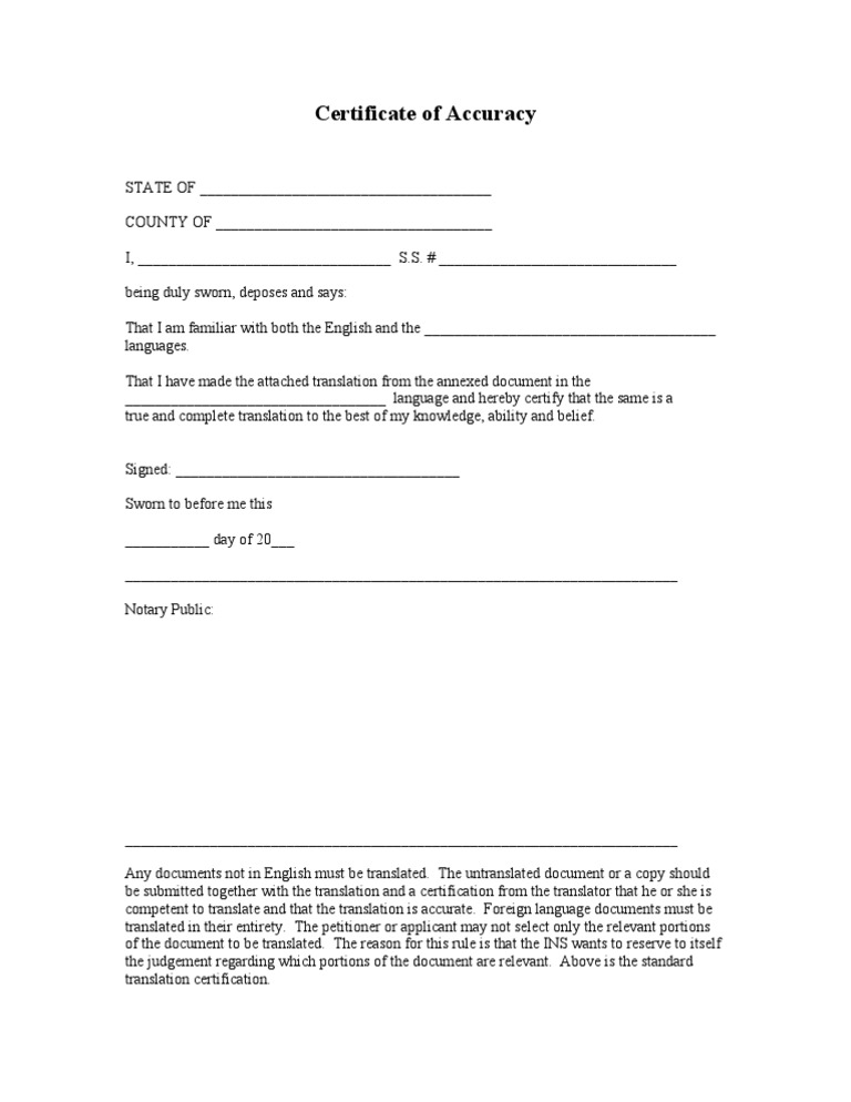 Certificate of Accuracy | PDF | Translations | Truth