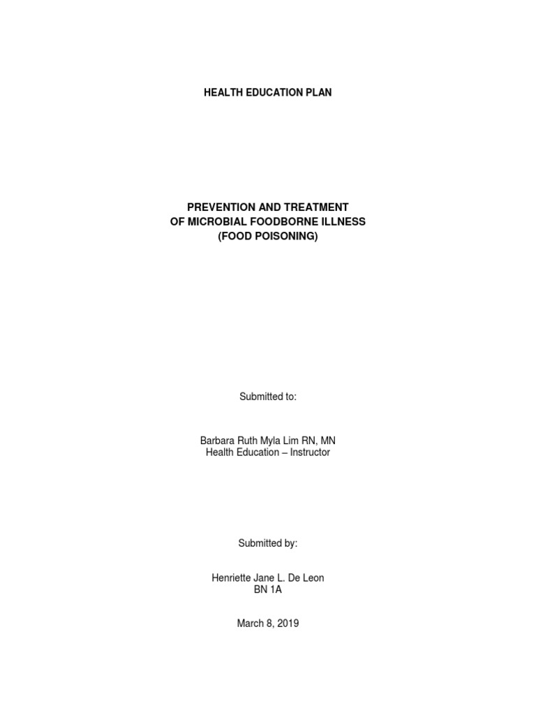Health Education Example | PDF | Foodborne Illness | Foods