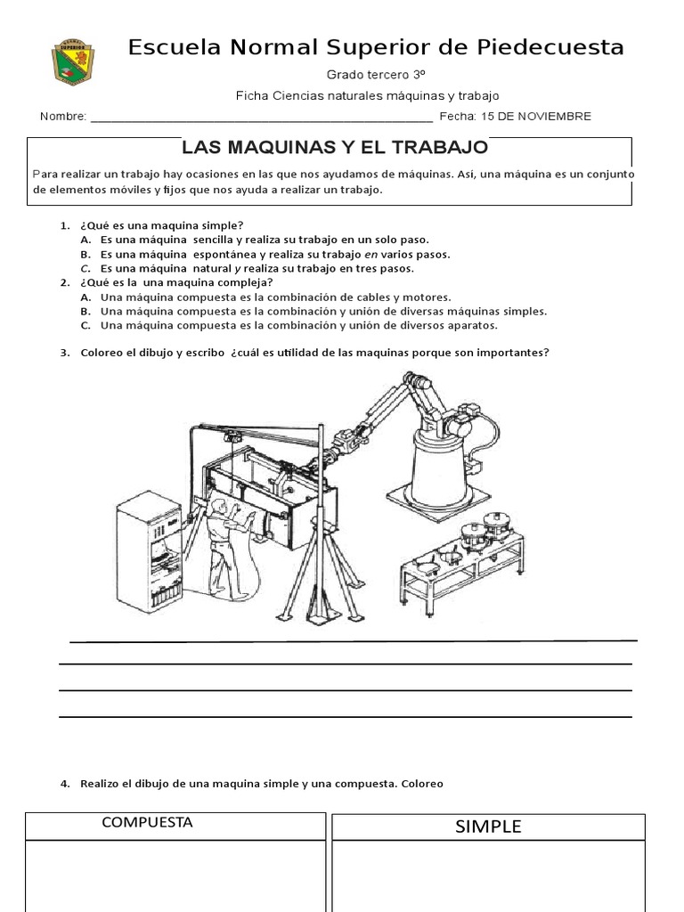 Hojas De Trabajo De Máquinas Simples Para Primer Grado