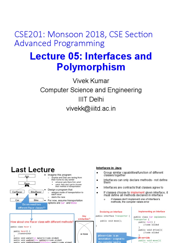 CSE201: Monsoon 2018, CSE Sec1on Advanced Programming: Lecture 05 ... CSE201: Monsoon 2018, CSE Sec1on Advanced Programming: Lecture 05 ...