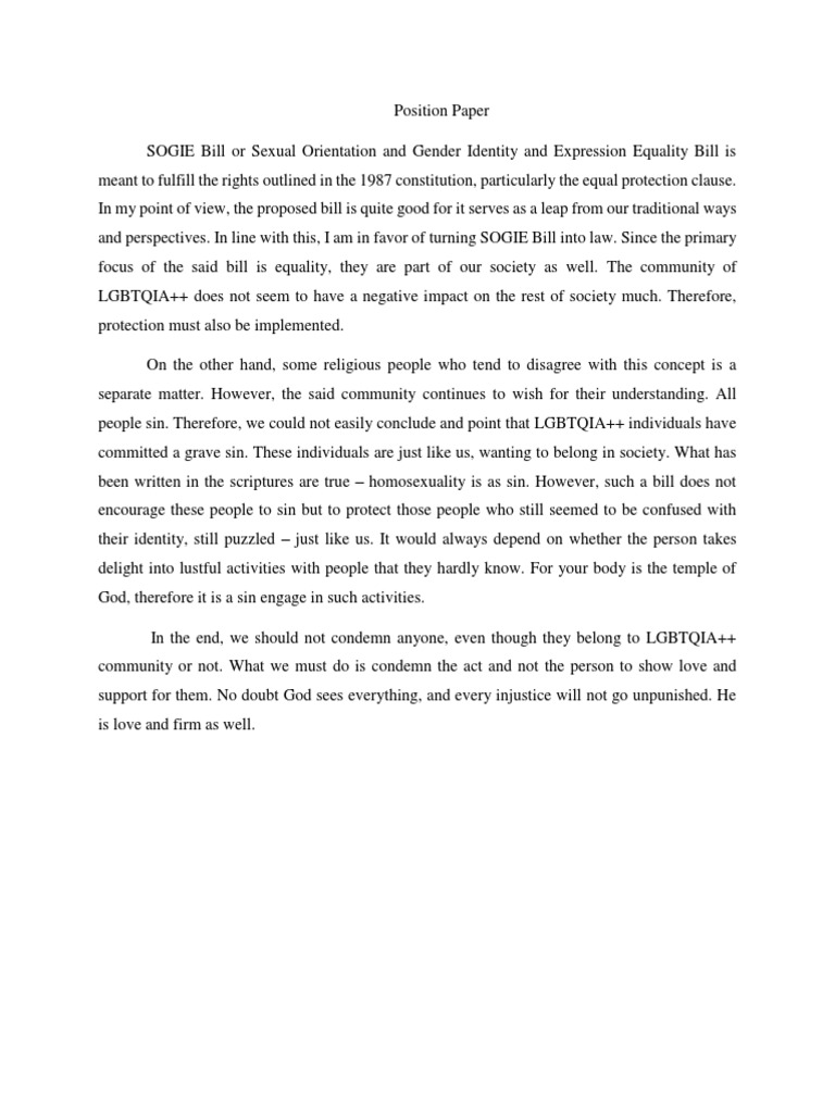 Position Paper (SOGIE BILL)