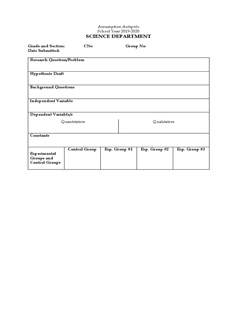 Research Design Template for Science | PDF