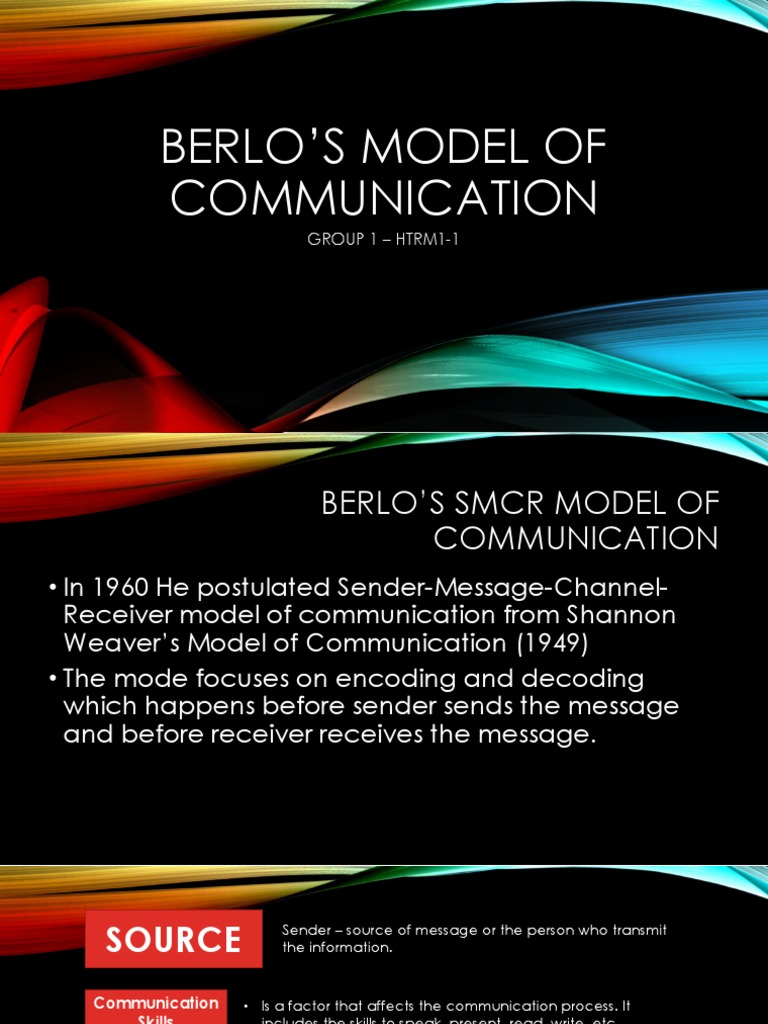 Purposive Communication - Berlo's Model of Communication | PDF ...