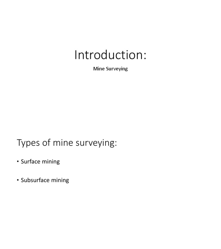 Introduction To Mine Surveying | PDF