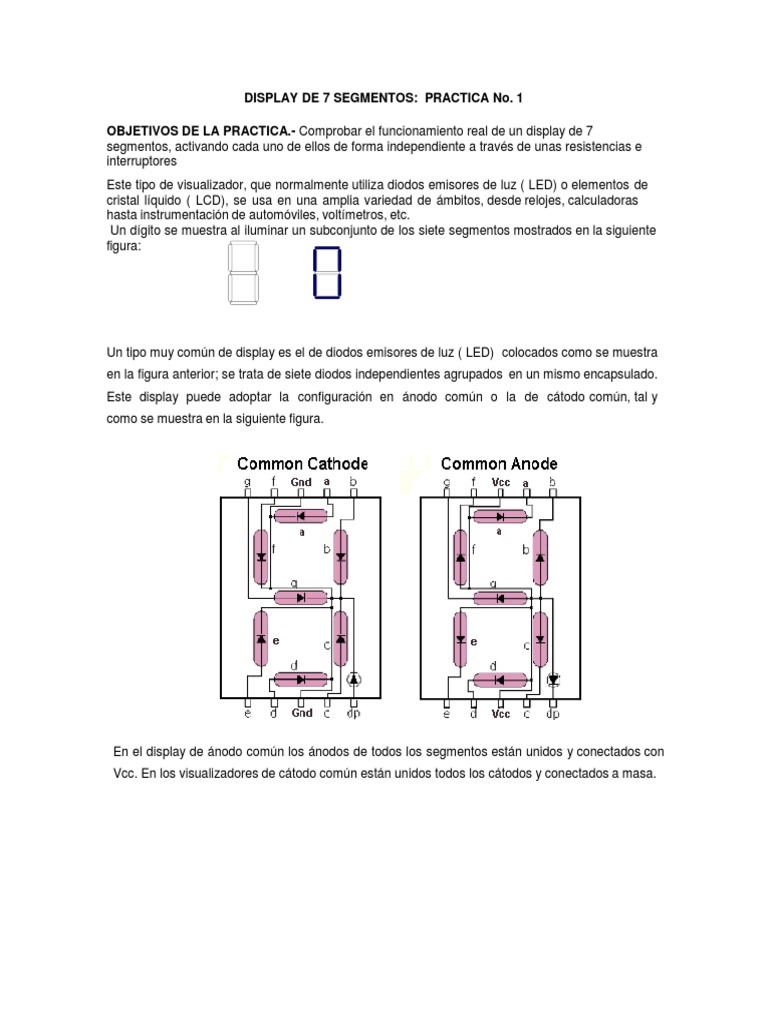 Display de 7 Segmentos | PDF | Diodo emisor de luz | Ingenieria Eléctrica
