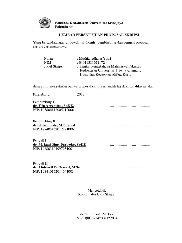 Lembar Persetujuan Proposal | PDF