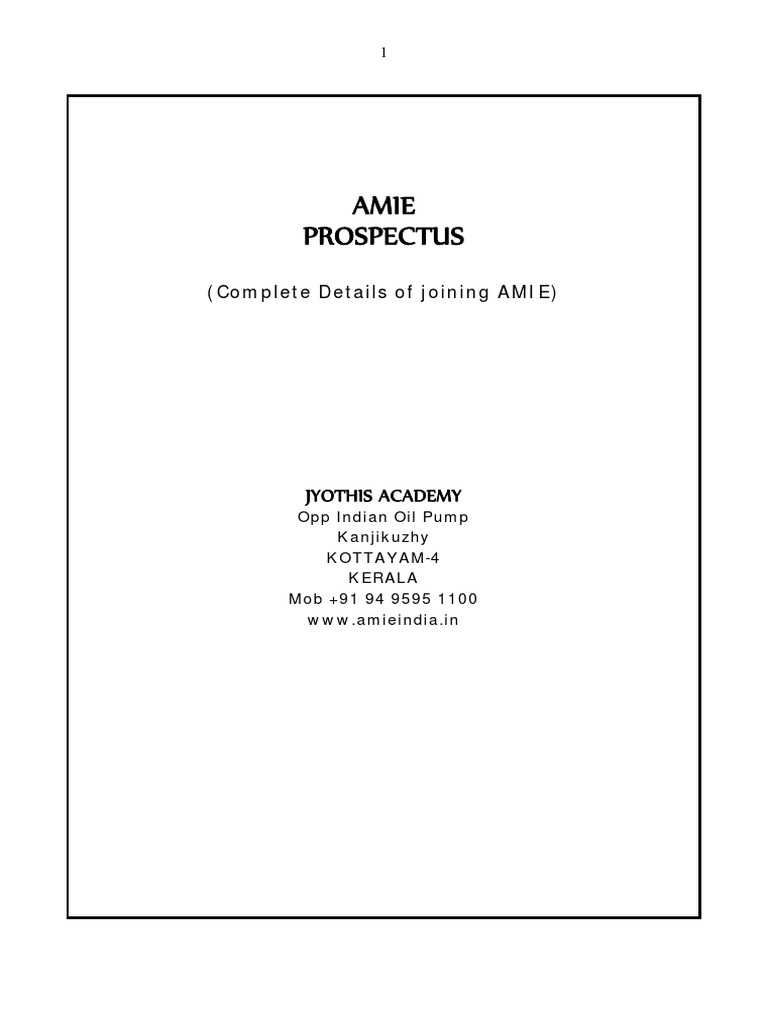 Amie Prospectus: (Complete Details of Joining AMIE) | PDF | University ...