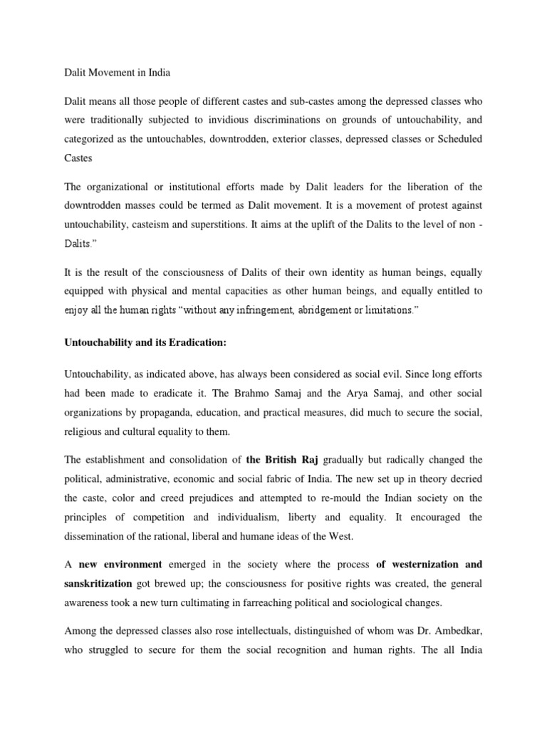 Dalit Movement in India | PDF | Dalit | Caste