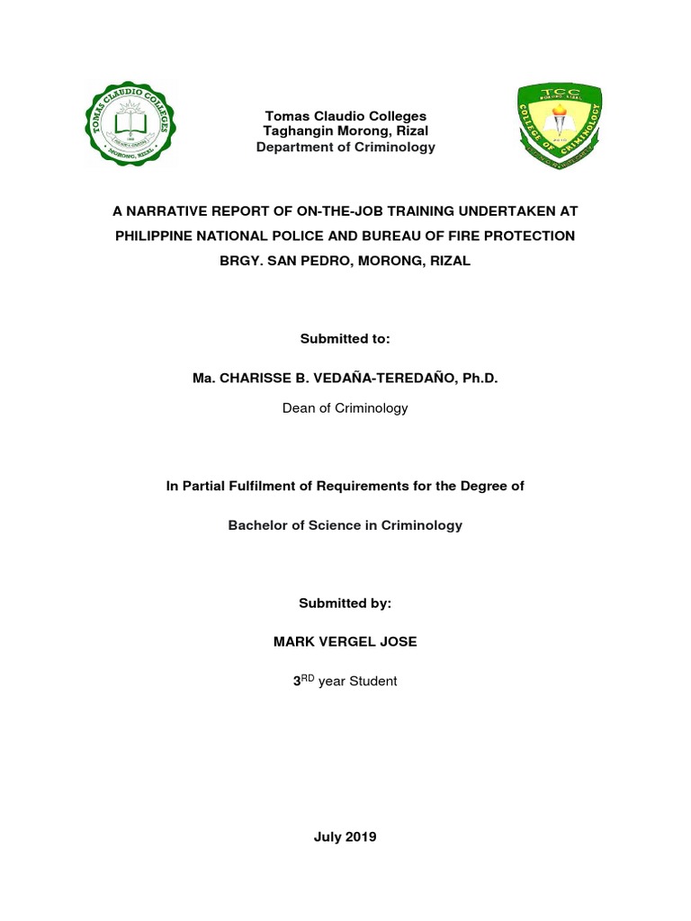 Narrative Report | PDF | Emergency Services | Public Safety