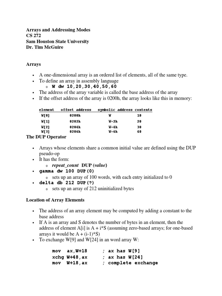 Arrays and Addressing Modes | PDF | Array Data Structure | Computer Data