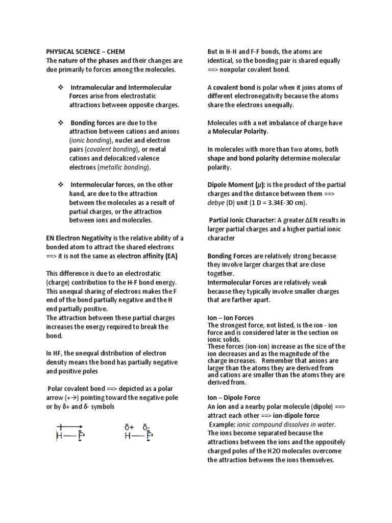 Intermolecular Forces Handout 7 | PDF | Chemical Polarity | Ion