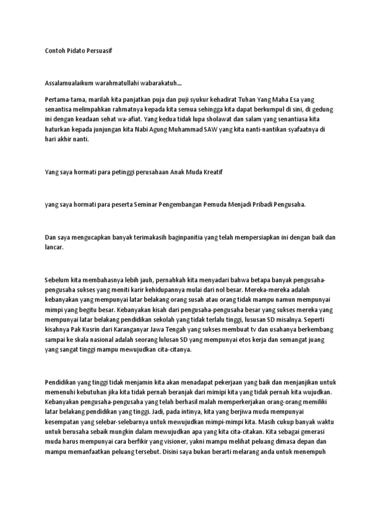 Contoh Pidato Persuasif | PDF
