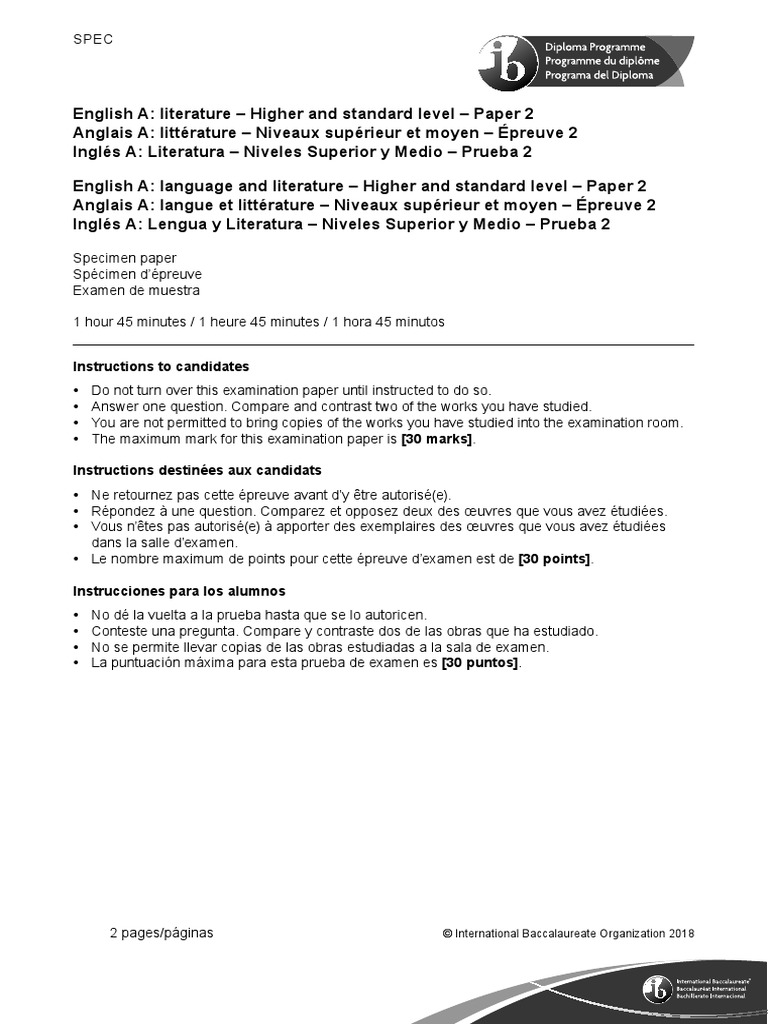 English A Paper 2 | PDF