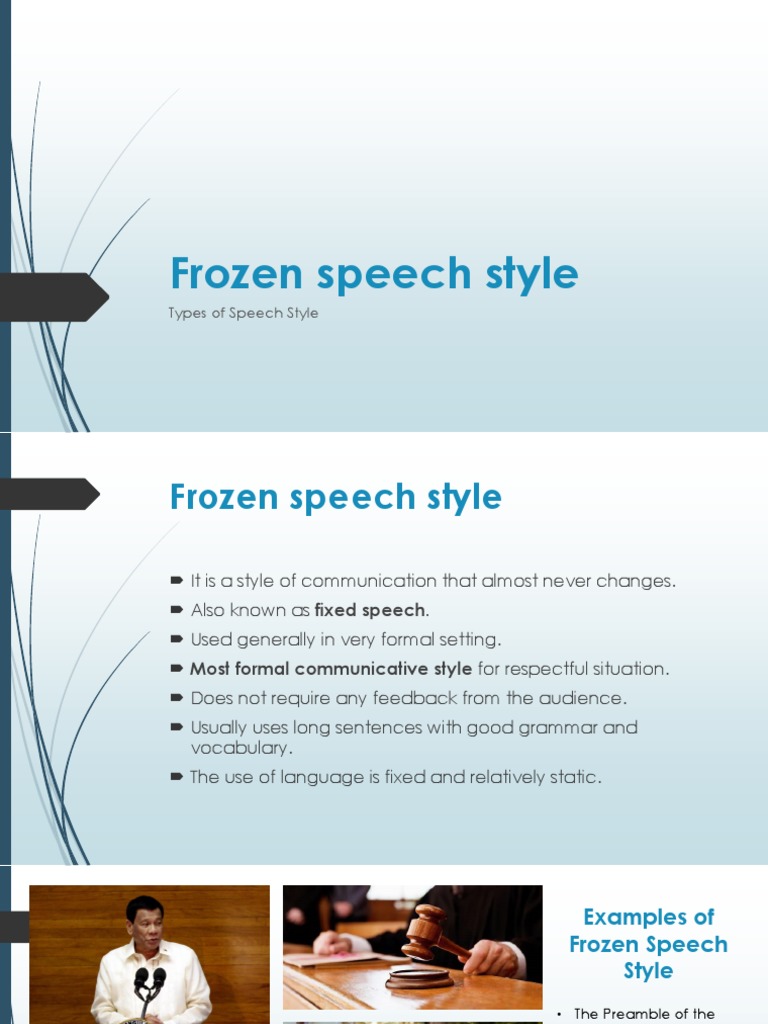 Types of Speech Styles - Frozen Speech Style Explained | PDF
