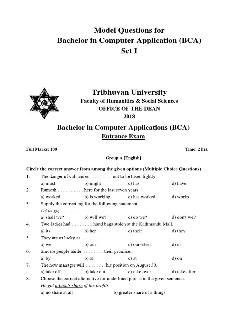 Model Questions of BCA (Bachelor in Computer Application) TU | PDF ...