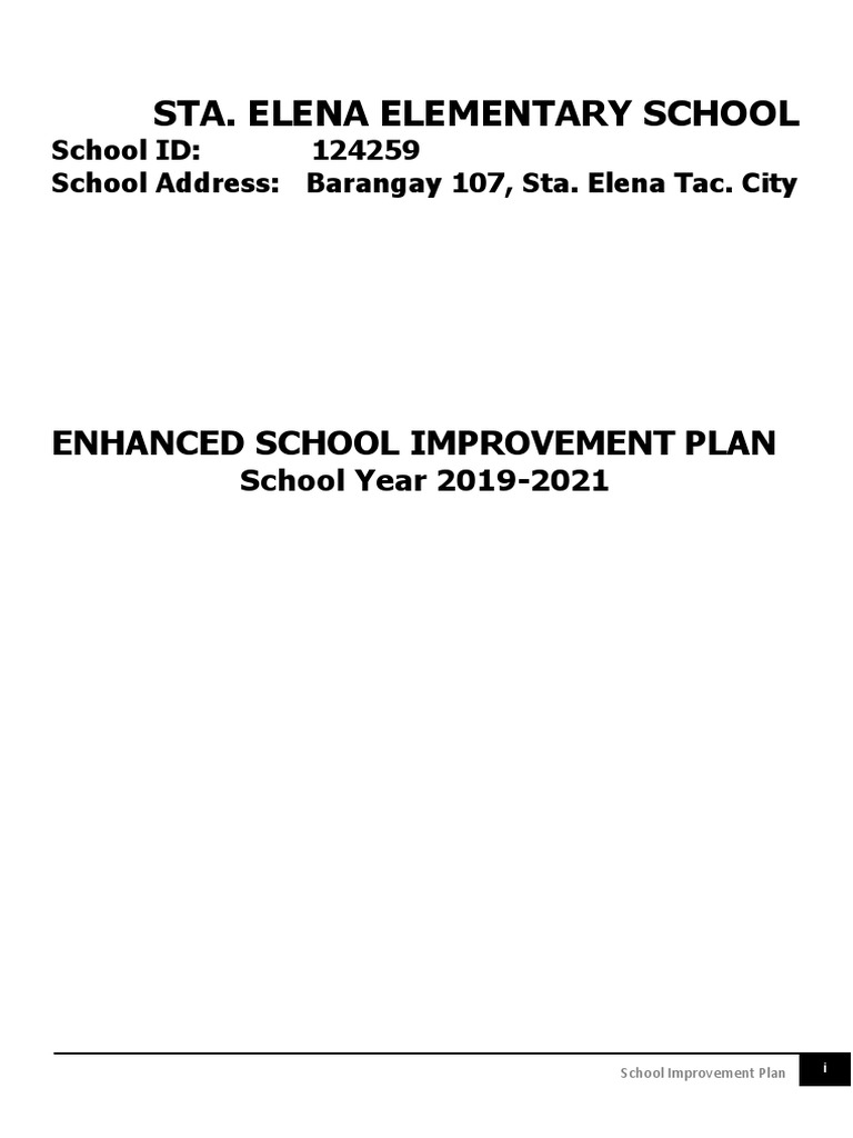 Sta. Elena Elementary School: Enhanced School Improvement Plan ...