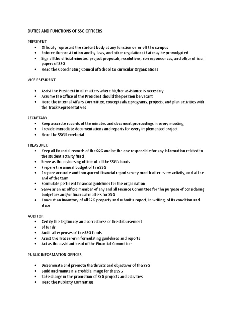 Duties and Functions of SSG Officers | PDF | Government | Government ...