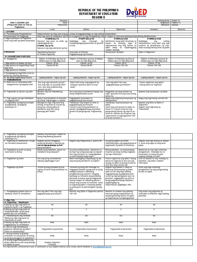 New DLL..Fil 10 Una at Ikalawang Markahan - Final | PDF