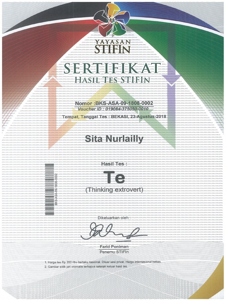 Scan Sertifikat Stifin Sita | PDF