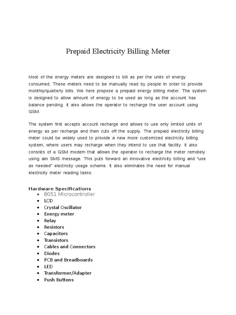 Prepaid Electricity Billing System Design | PDF | General Packet Radio ...