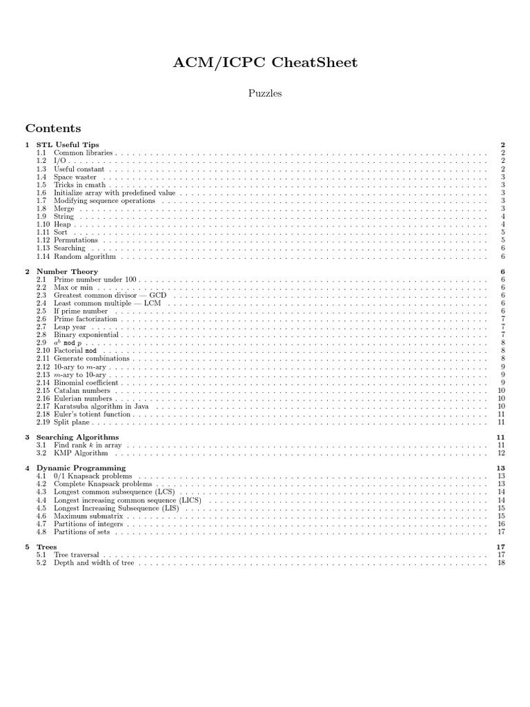 Acm/Icpc Cheatsheet: Puzzles | PDF | Array Data Structure | Vertex ... Acm/Icpc Cheatsheet: Puzzles | PDF | Array Data Structure | Vertex ...