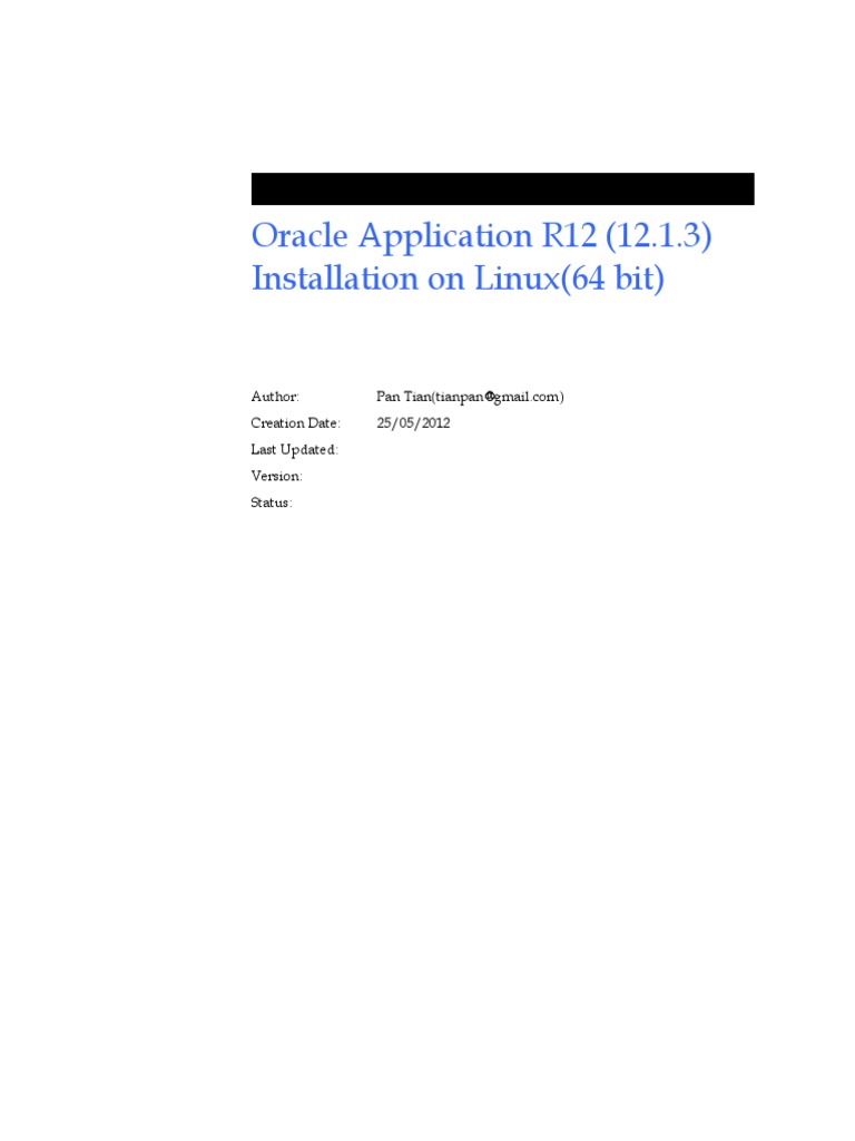 Oracle Application R12 (12.1.3) Installation On Linux (64 Bit) | PDF | Oracle Database | Linux