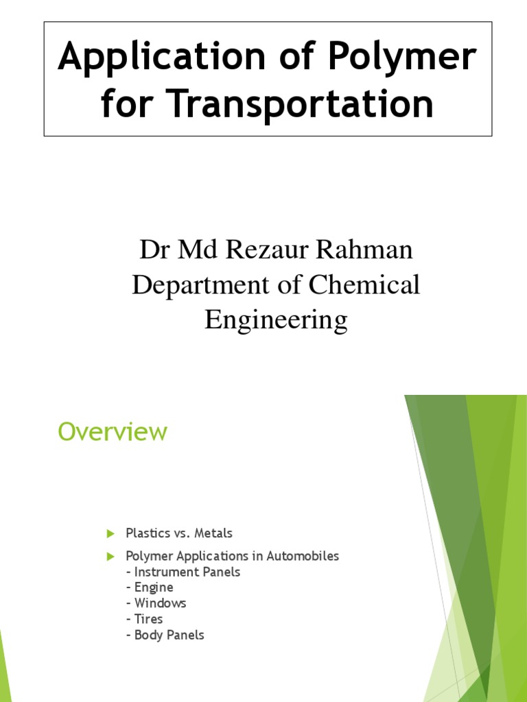 Polymer Applications in Transportation | PDF | Thermoplastic | Polyurethane