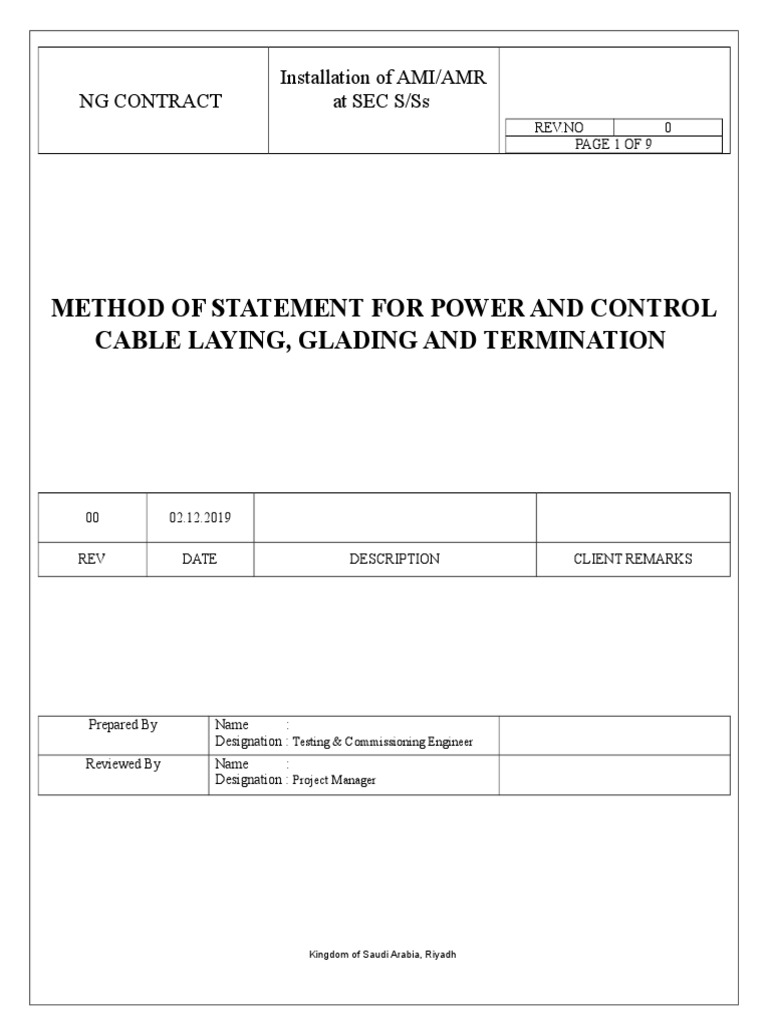 Power and Control Cable Laying, Glading and Termination | PDF ...