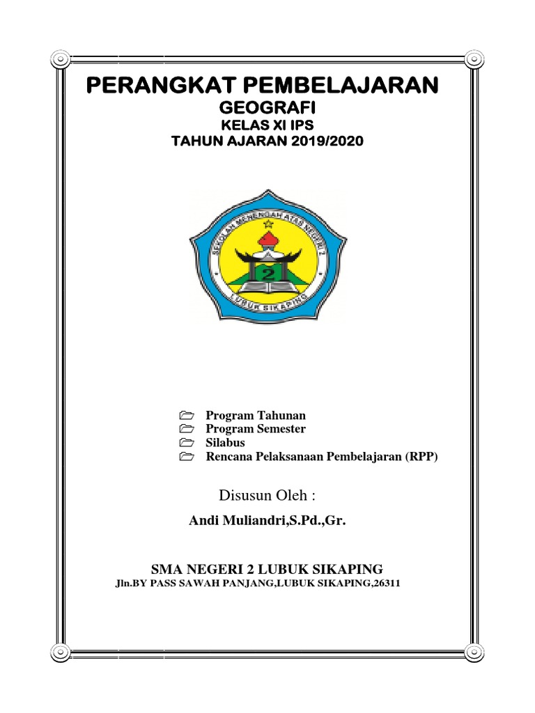 Contoh Cover Perangkat Pembelajaran | PDF