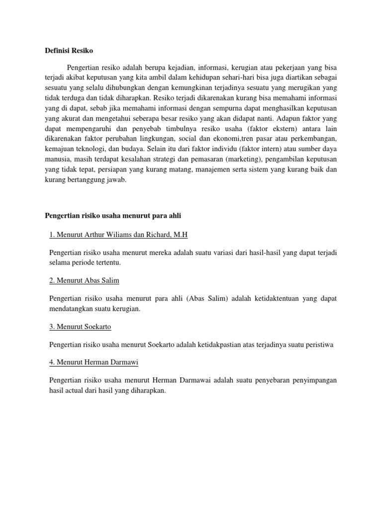 Definisi Resiko | PDF