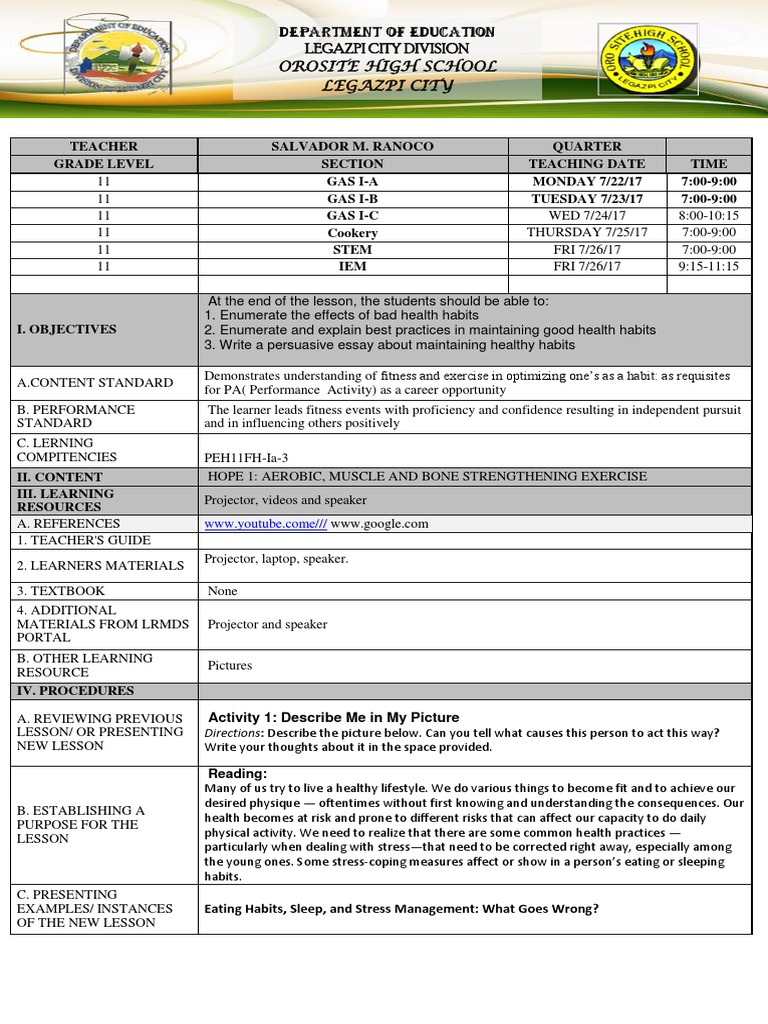 Department of Education Legazpi City Division Orosite High School ...