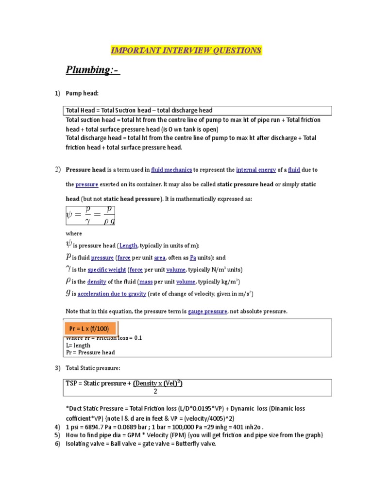 Essential Plumbing Interview Questions | PDF | Plumbing | Hvac