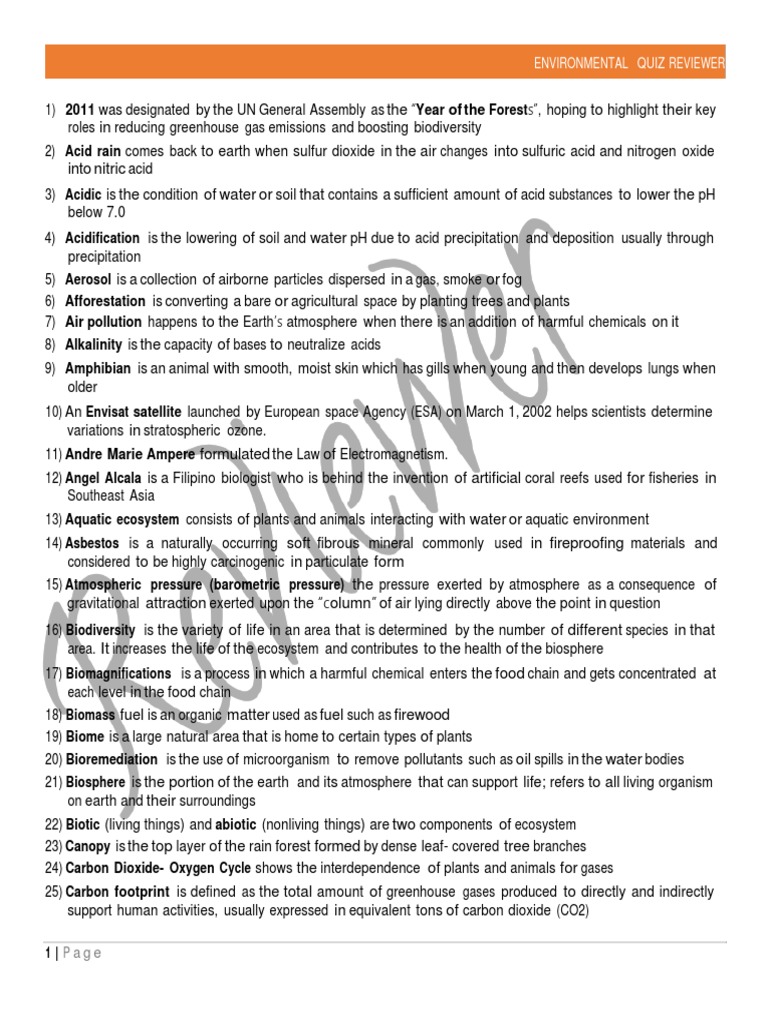 Environmental Quiz Reviewer | PDF | Tropical Cyclones | Atmosphere Of Earth