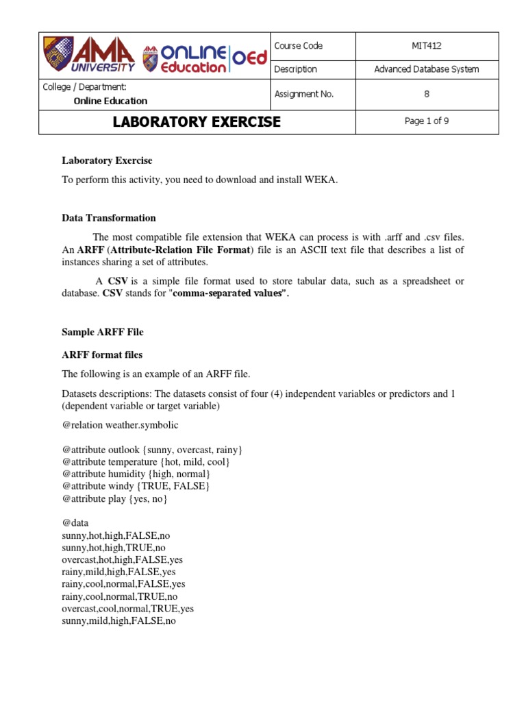 Lab Exercise | PDF | Comma Separated Values | Statistical Classification
