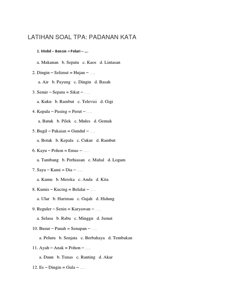 Contoh Soal Try Out | PDF