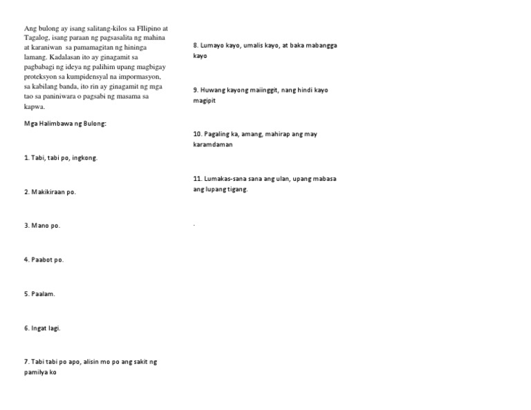 Ang Mga Bulong | PDF