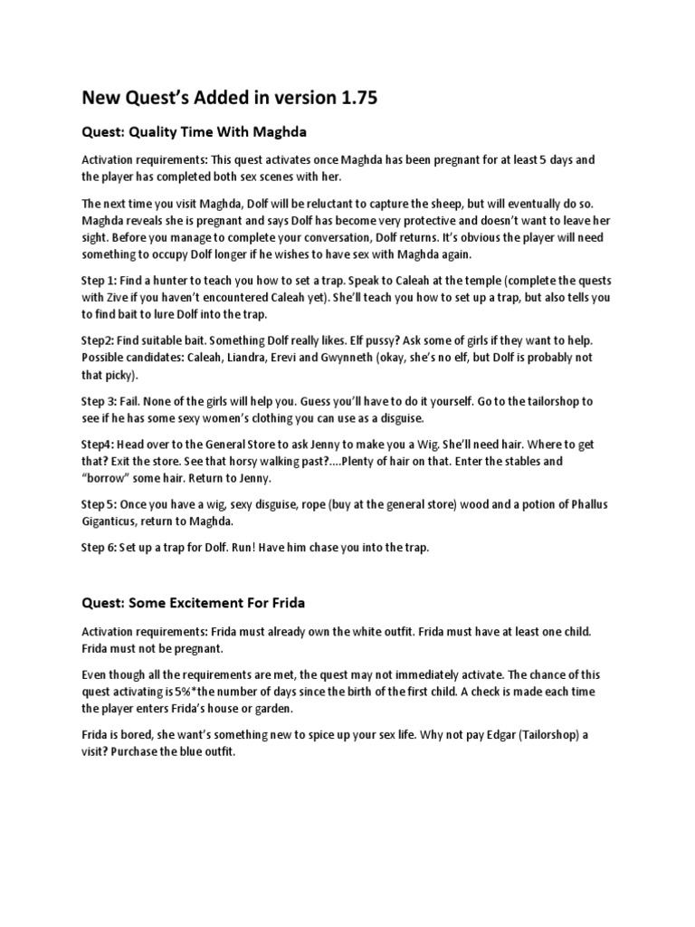 New Quests Added in Version 1.75 | PDF