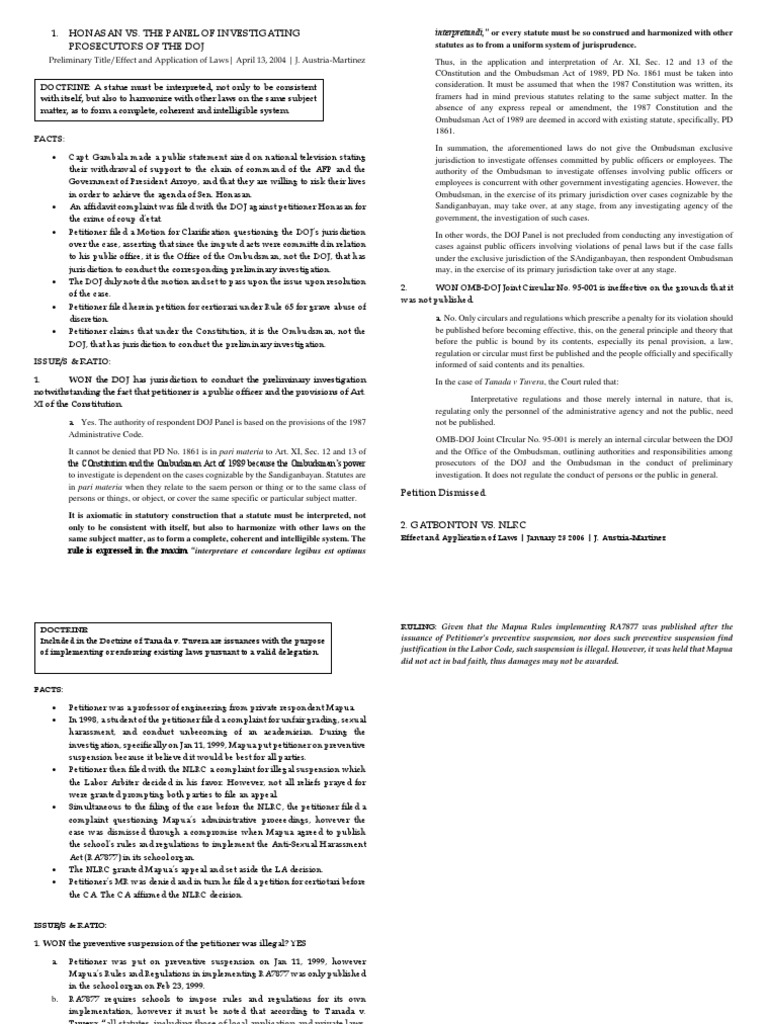 Honasan vs. The Panel of Investigating Prosecutors of The Doj | PDF ...
