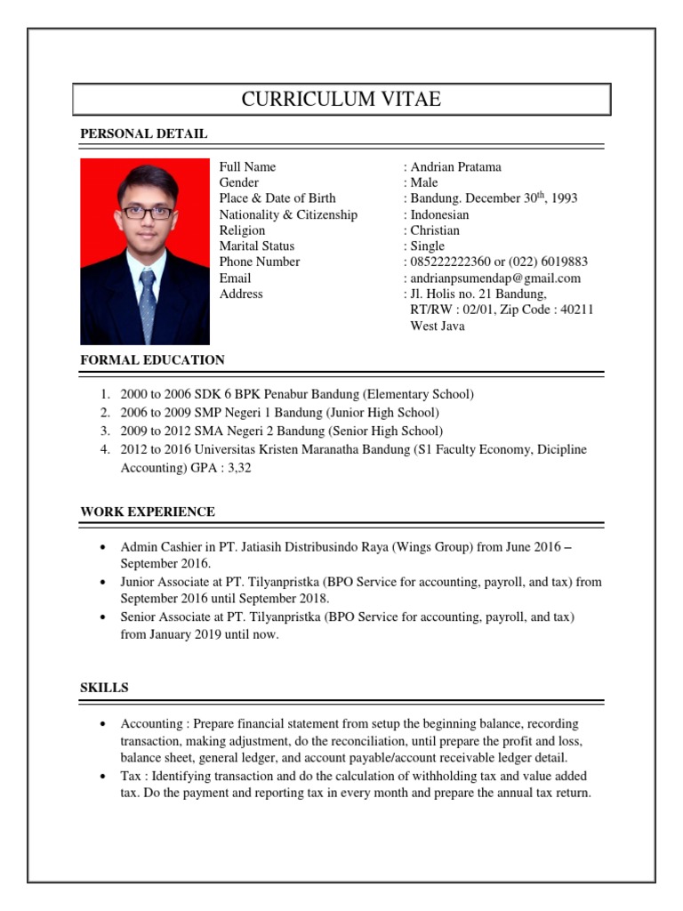 Curriculum Vitae - Andrian Pratama | PDF | Payroll | Government Finances