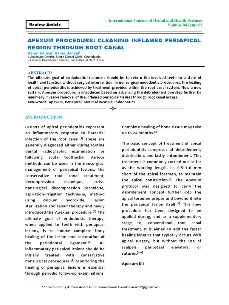 Apexum Procedure for Apical Lesions | PDF | Dentistry Branches | Health ...