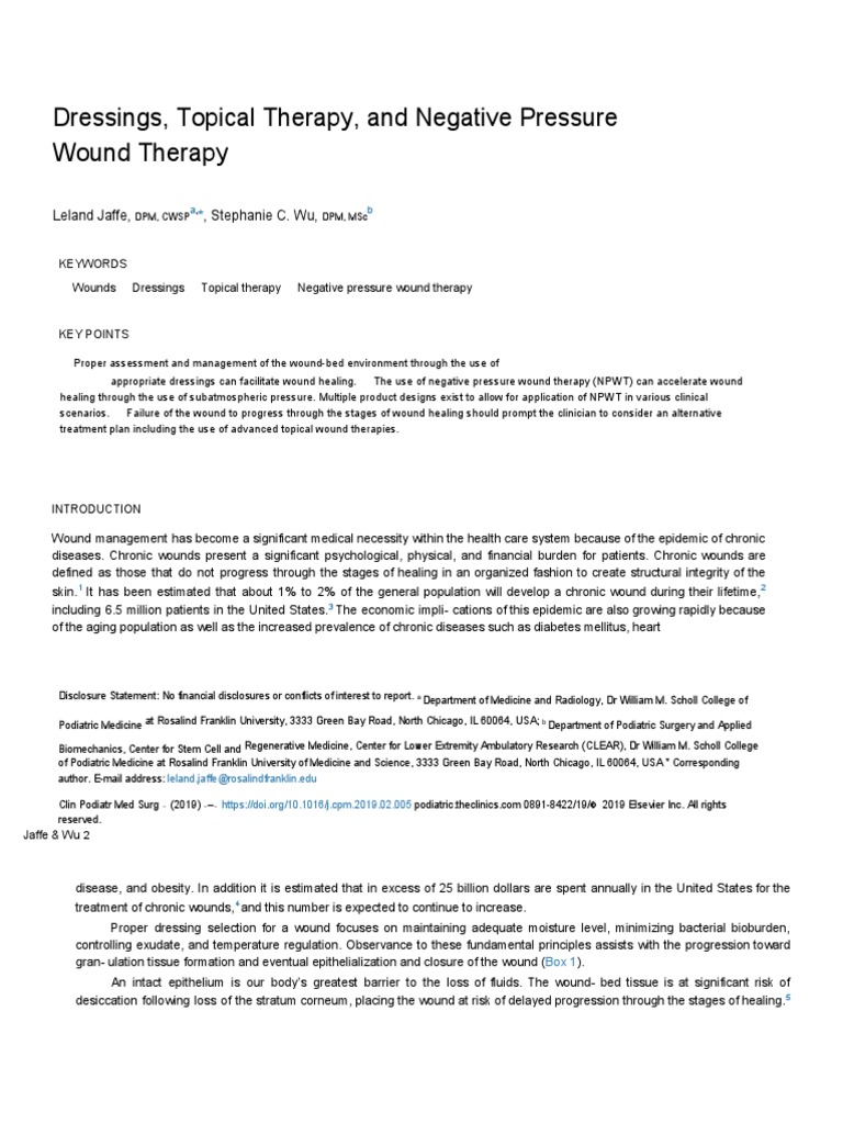 Negative Pressure Wound Therapy | PDF | Wound | Health Sciences